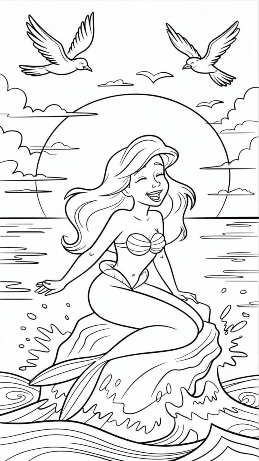 Printable Ariel Coloring Pages – 15 Free Coloring Sheets for Kids to ...